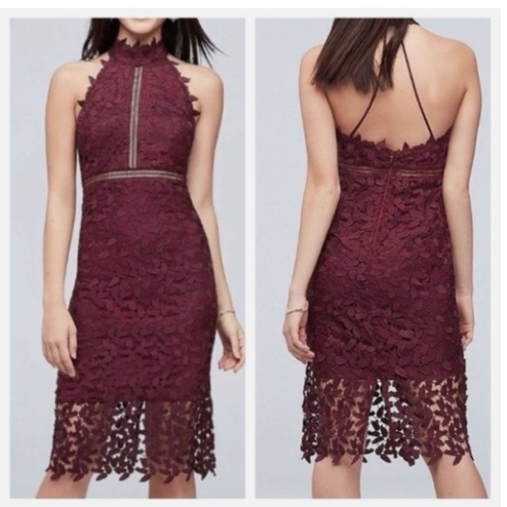 Bardot Gemma Lace Halter Neck Midi Dress - Gem